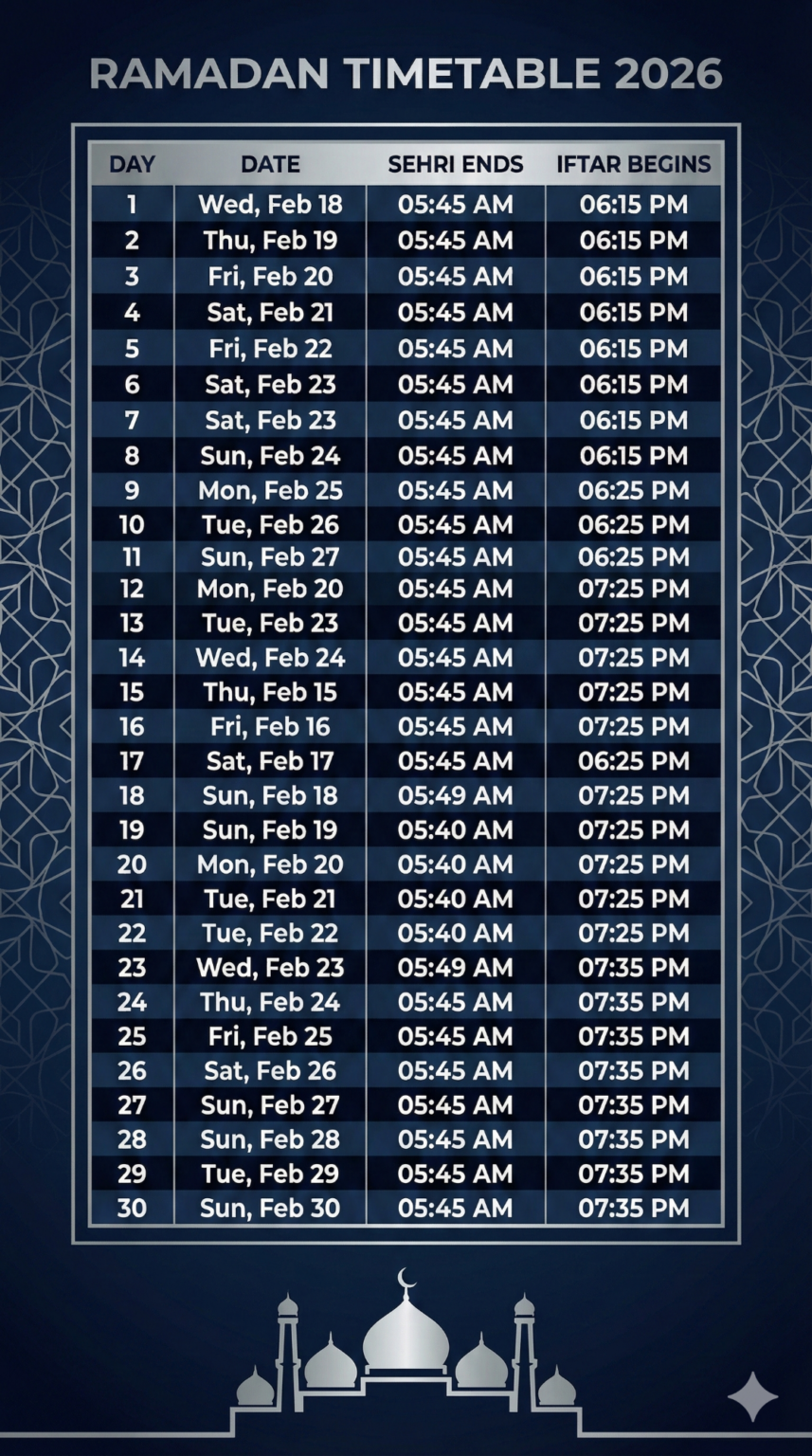 10 Best Ramadan 2026 Time Table & Calendar AI Prompts | Free Printable ...